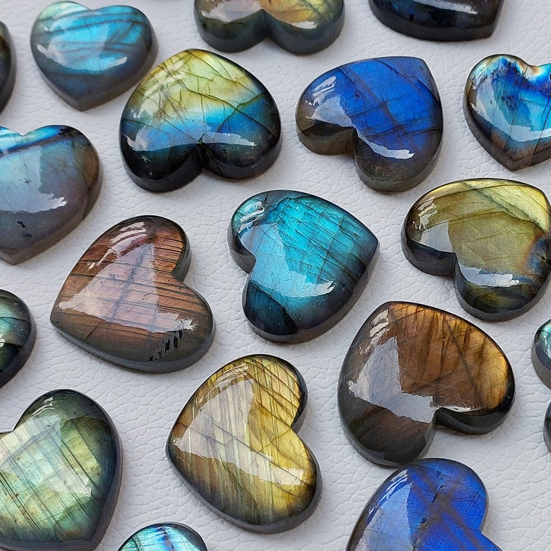 Heart Labradorite Cabochon: Multi-flash Gemstone, 20-25mm - Etsy Australia