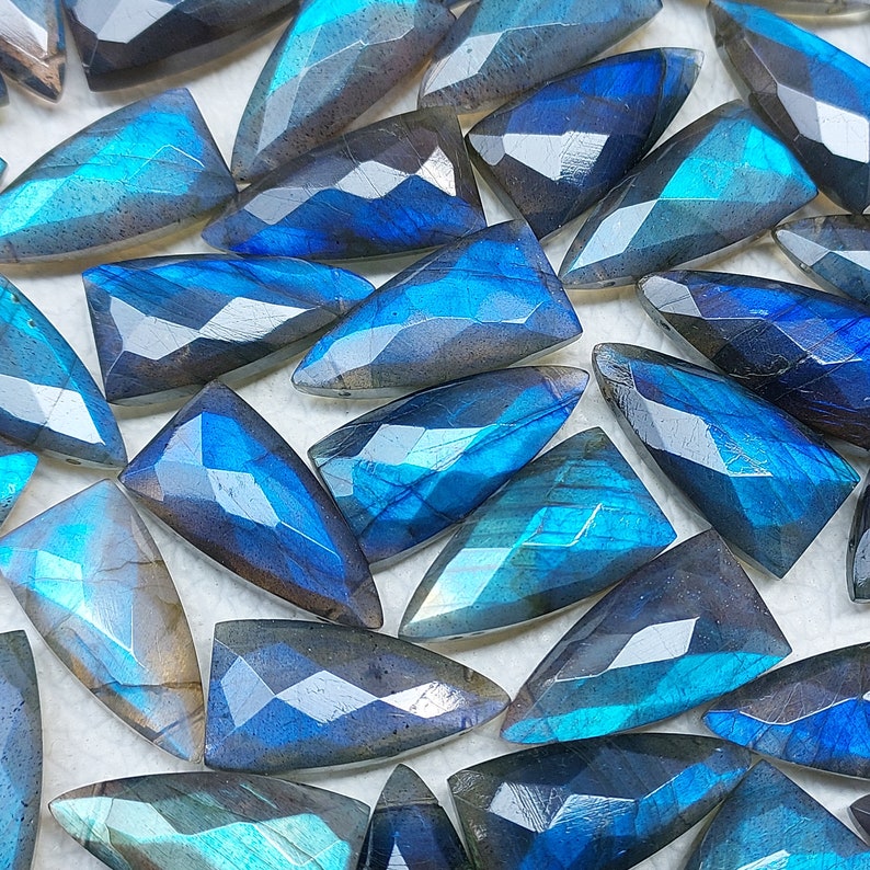 Faceted Labradorite Briolettes: Blue Flash Gemstone, 20x10mm - Etsy