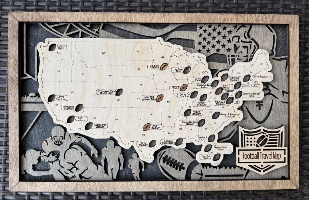 Football Stadium Travel Map, Pro Football, Football Map,american ...