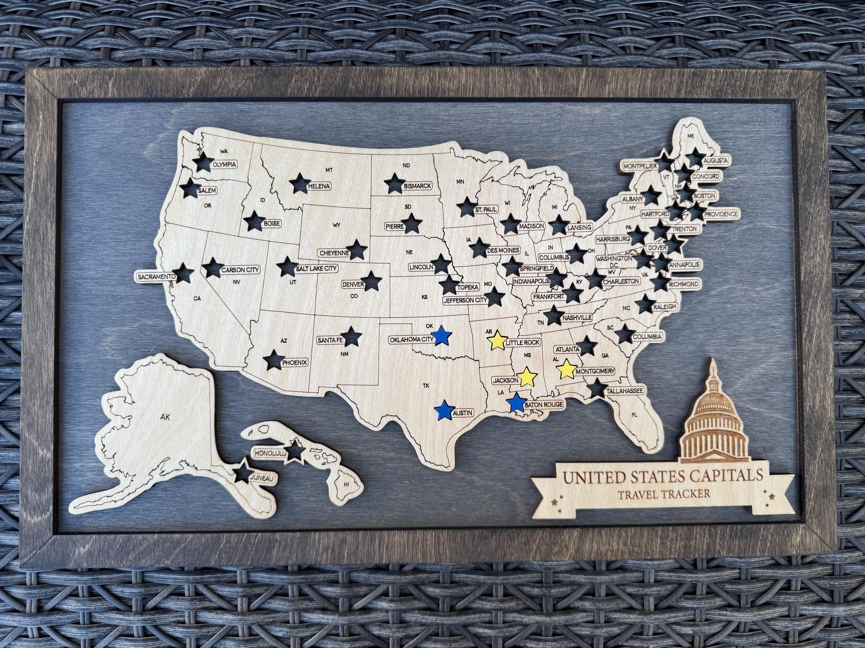 US State Capitals Travel Map, State Capitals, United States Travel Map ...