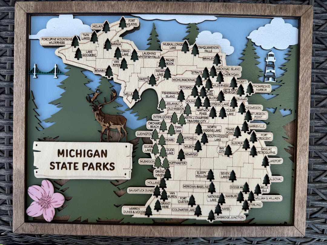 Michigan State Parks Map, State Parks Travel Map, Parks, Wood Map ...