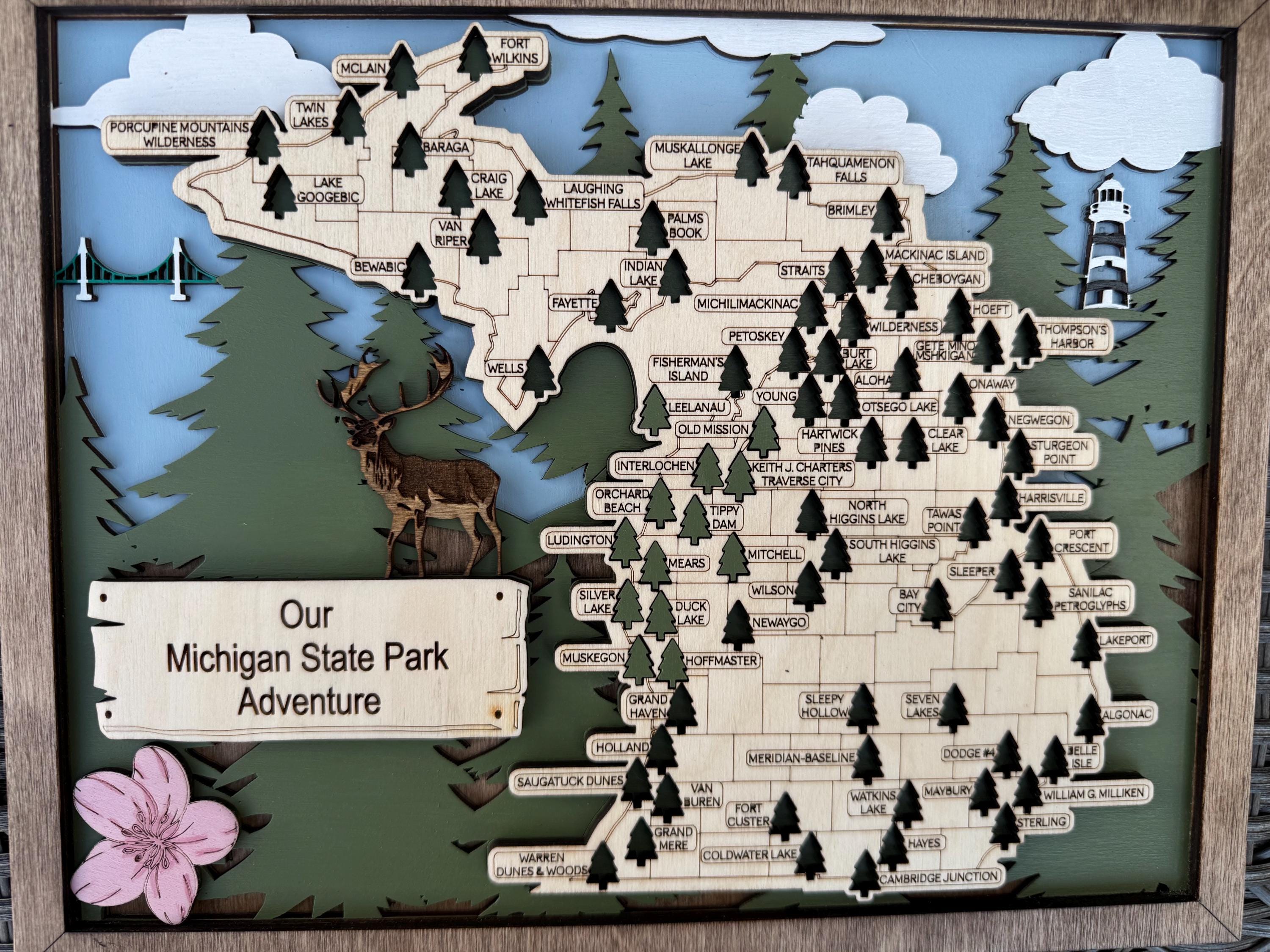 Michigan State Parks Map, State Parks Travel Map, Parks, Wood Map ...