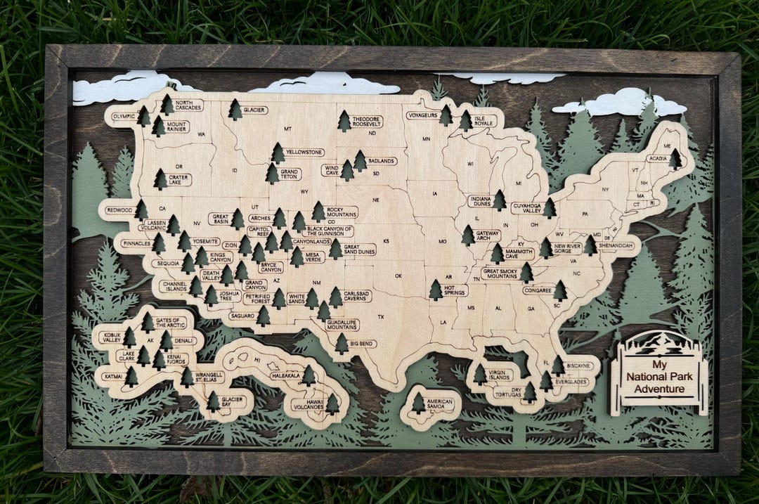 National Parks Map, National Parks Travel Map, Parks, Wood Map ...