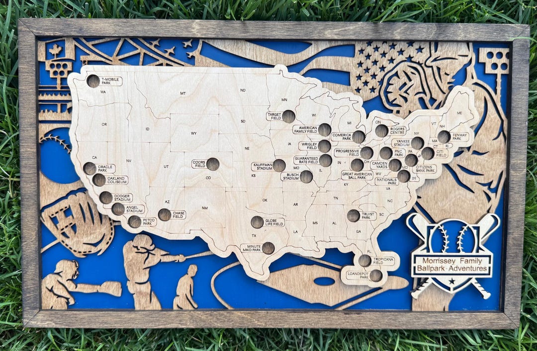 Baseball Stadium Travel Map, Pro Baseball, Baseball Map,american ...