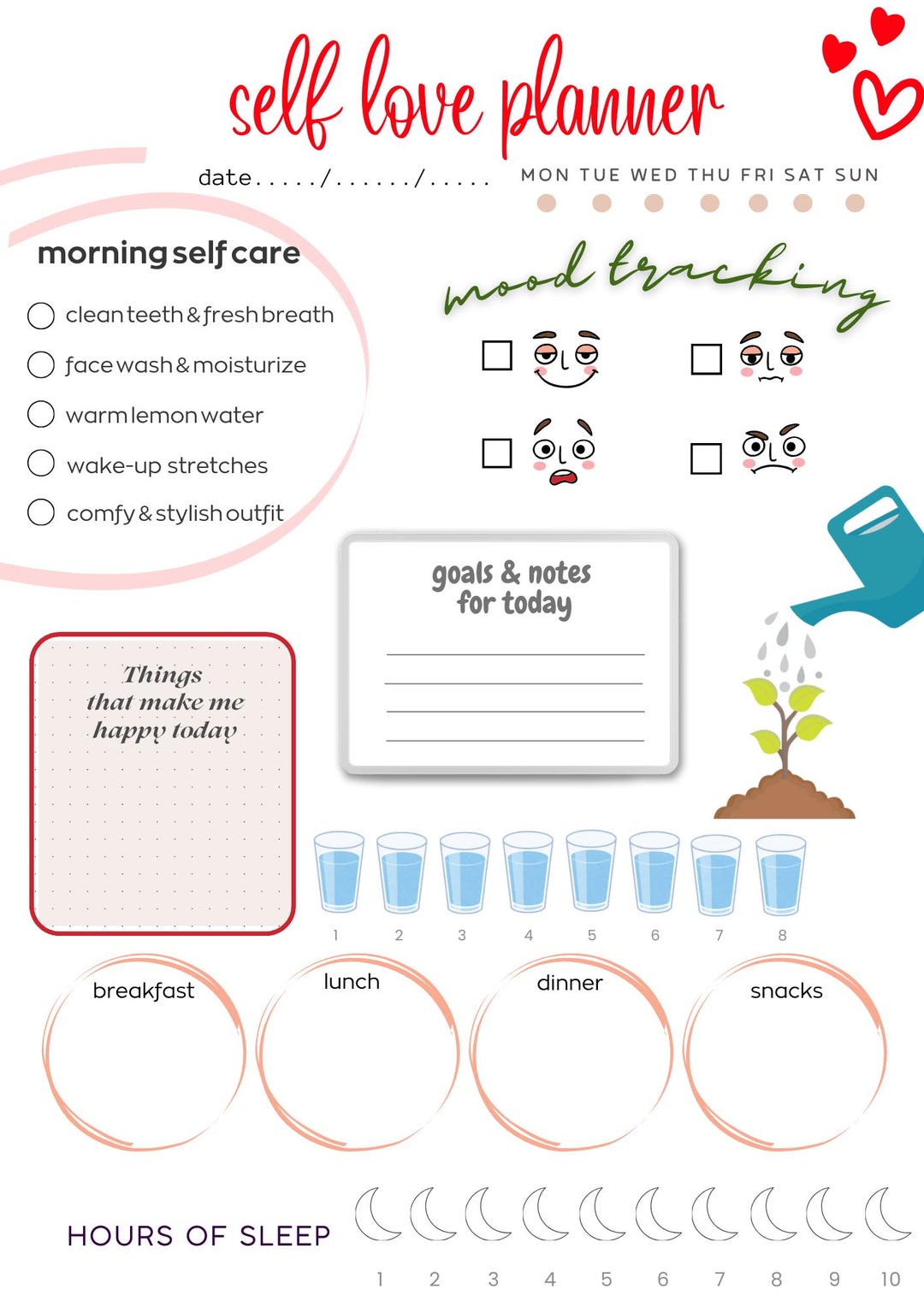 Self-love Planner Printable | Daily Journal for Manifestation ...