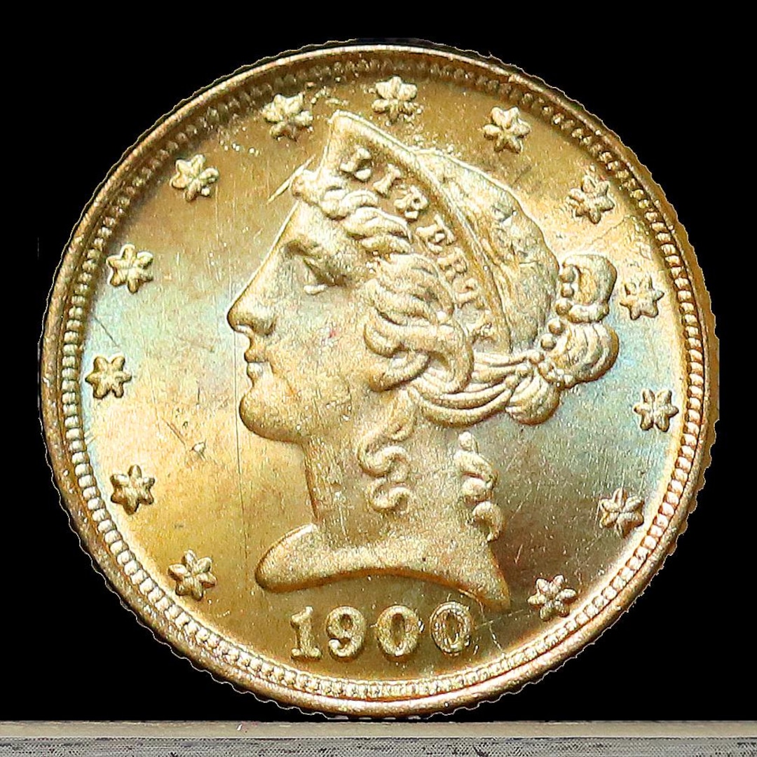1900 Five Dollar Liberty Head Half Eagle Gold Plated Coin - Uncirculated - Etsy