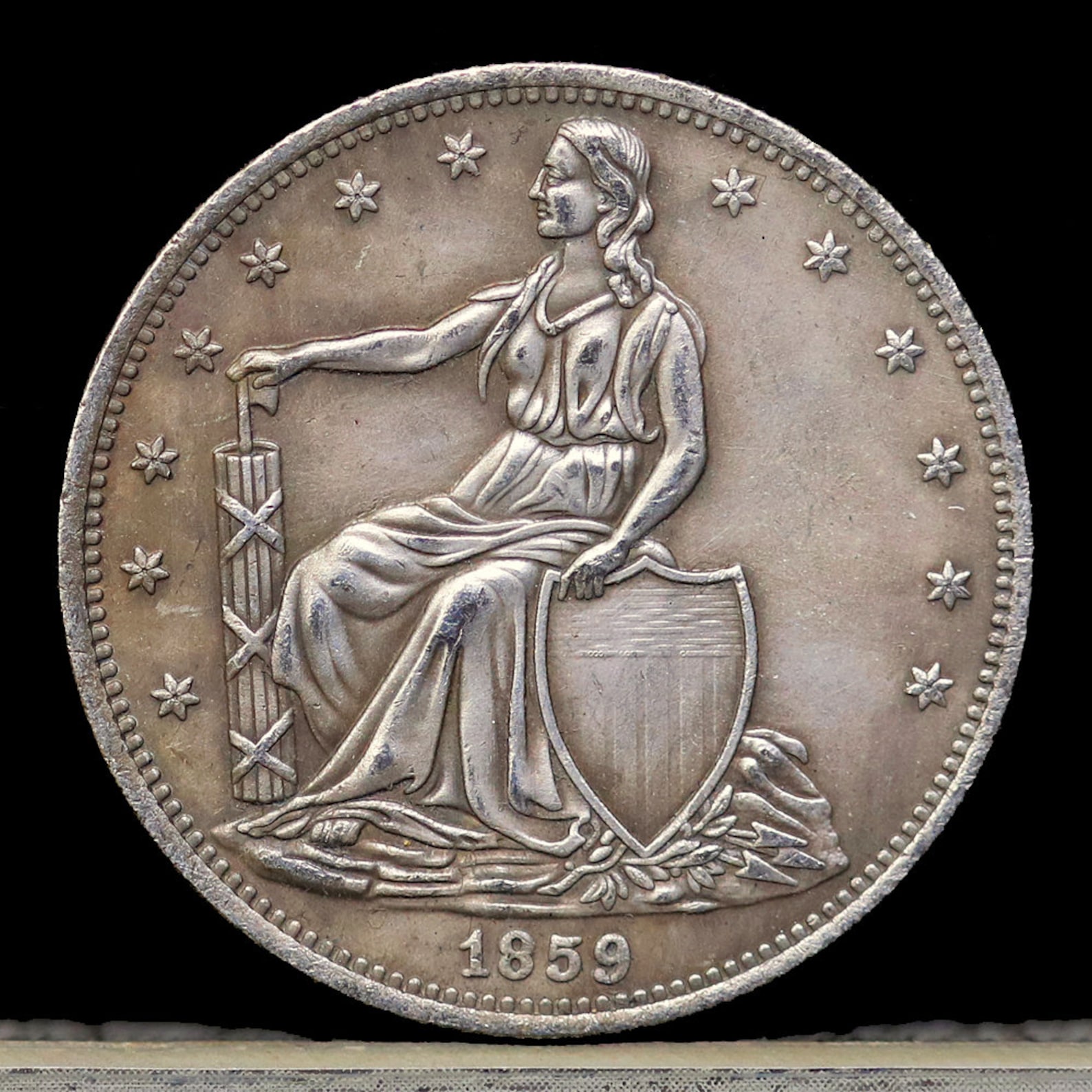 Pattern 1859 Paquet Seated Half Dollar Type 2 Silver Plated Coin ...
