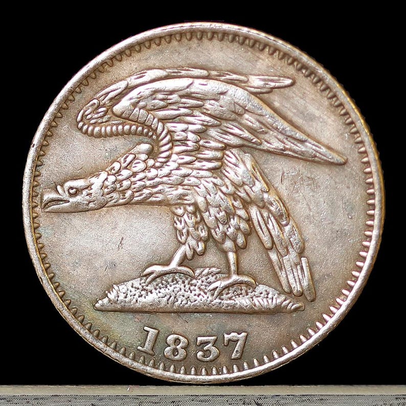 1837 Feuchtwanger Three Cent Eagle Silver Plated Coin - Circulated - Etsy