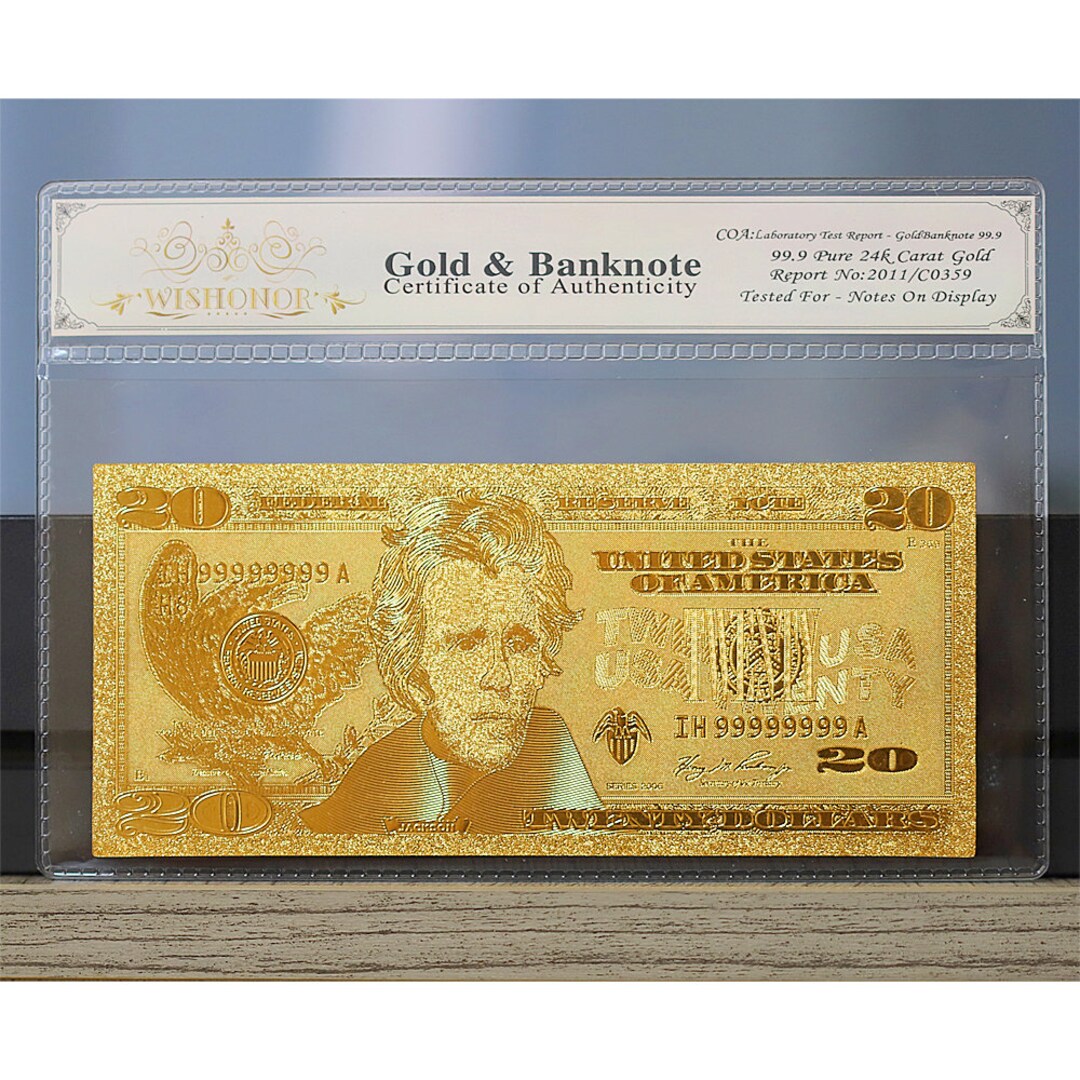 100mg 24K Gold 2006 20 Dollar Bill Federal Reserve Banknote With White ...