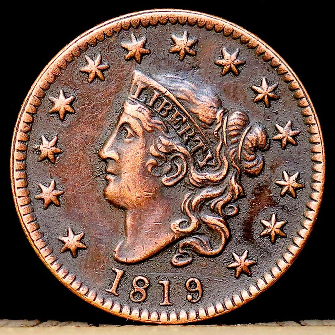 1819 Coronet Head Large Cent Copper Coin - Circulated - Etsy