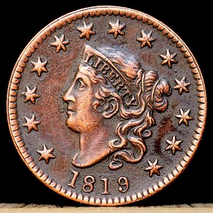 1819 Coronet Head Large Cent Copper Coin - Circulated - Etsy
