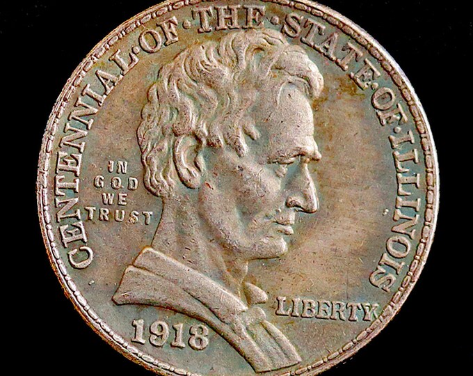 1918 Illinois Centennial Commemorative Half Dollar Silver Plated Coin ...