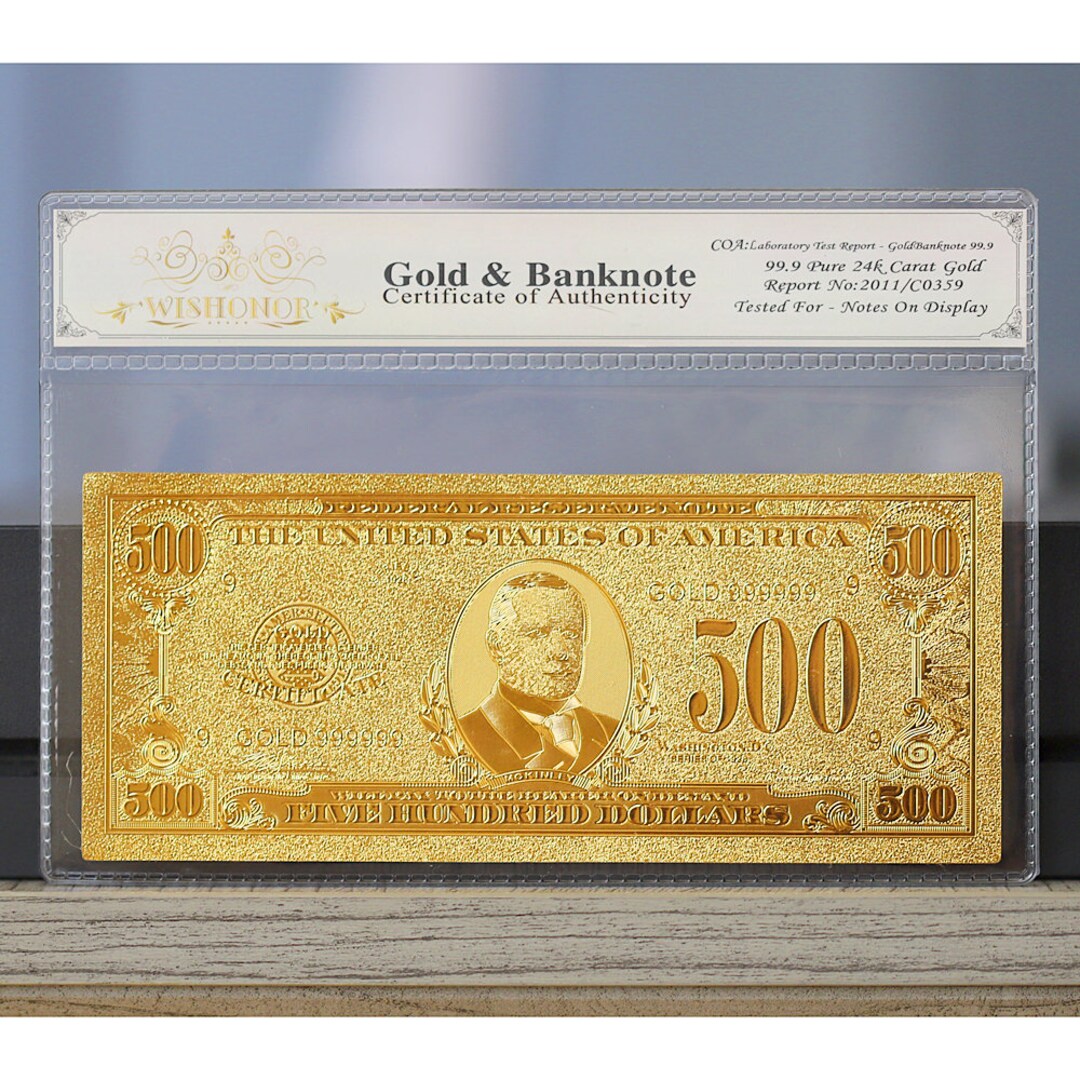 100mg 24K Gold 1928 500 Dollar Bill Gold Certificate Banknote With ...