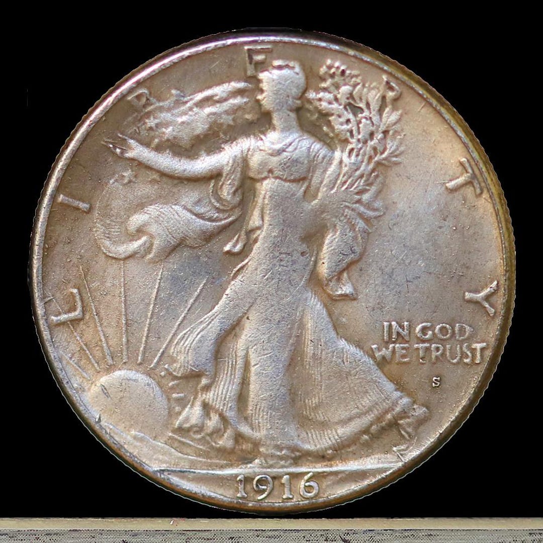 1916-S Walking Liberty Half Dollar Silver Plated Coin - Circulated - Etsy