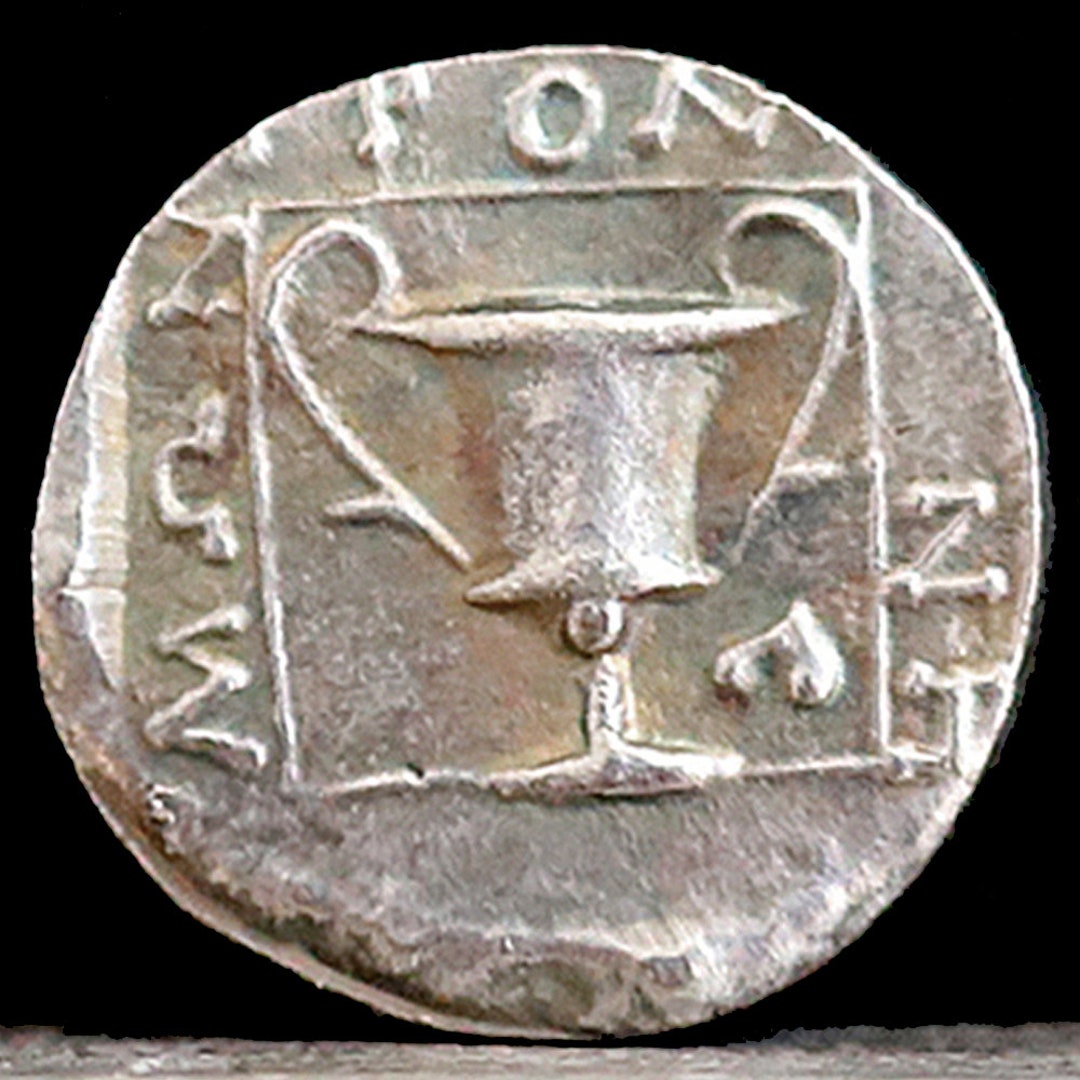 378-335 BC Small Ancient Greek Coin Pegasus & Amphora Silver Plated ...