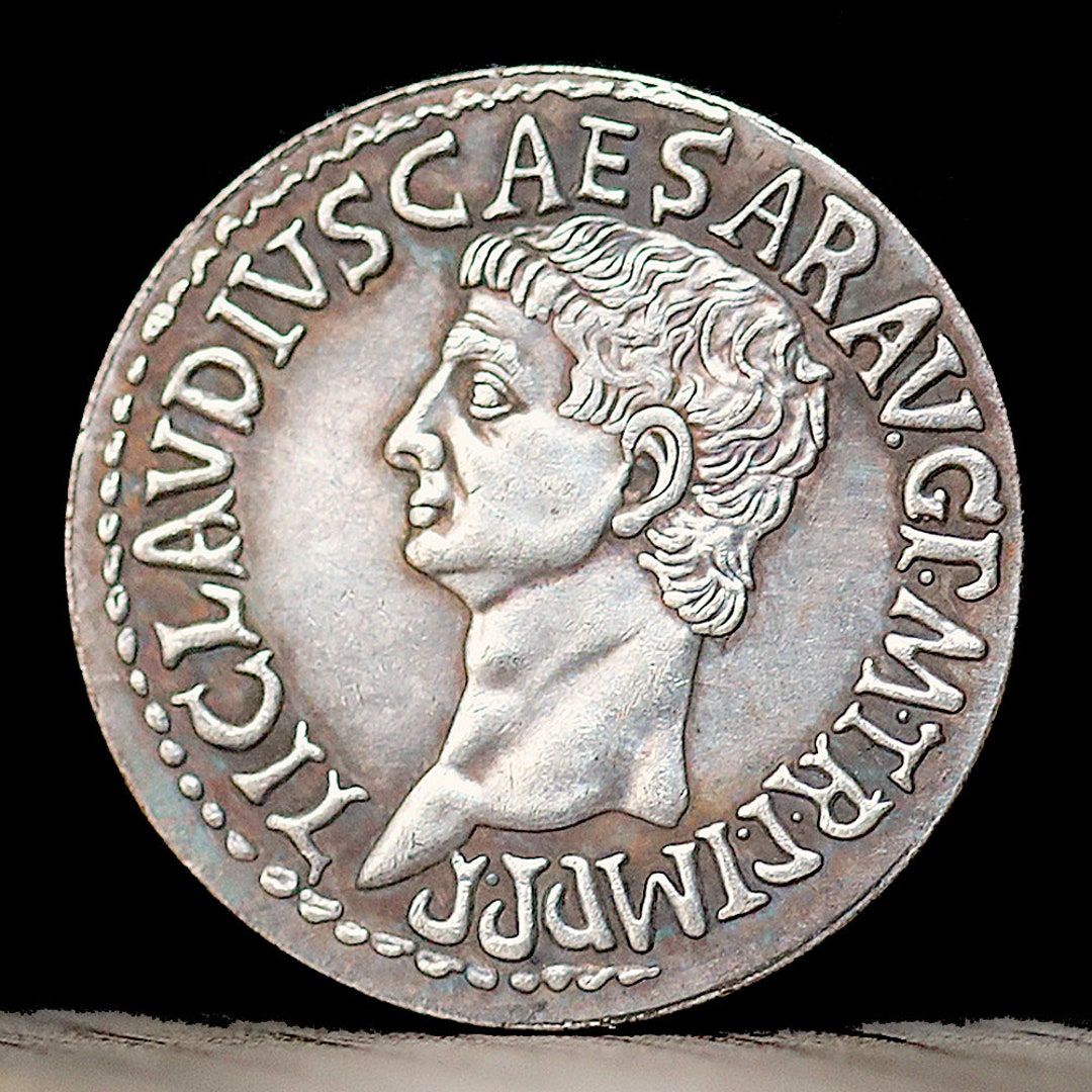 50-54 AD Large Ancient Roman Coin Head of Claudius - Silver Plated ...