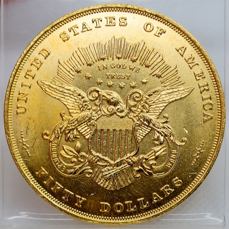 Pattern 1877 Large 50 Fifty Dollar Half Union Gold Plated Coin ...