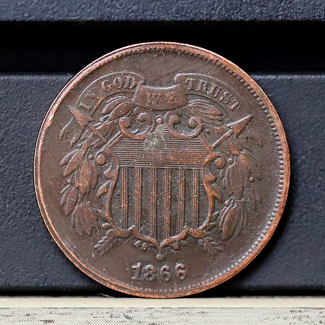 1866 Two Cent Piece Copper Coin Circulated - Etsy
