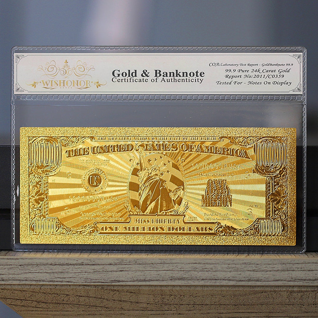 100mg 24K Gold 1,000,000 One Million Dollars Fantasy Banknote Type 2 ...