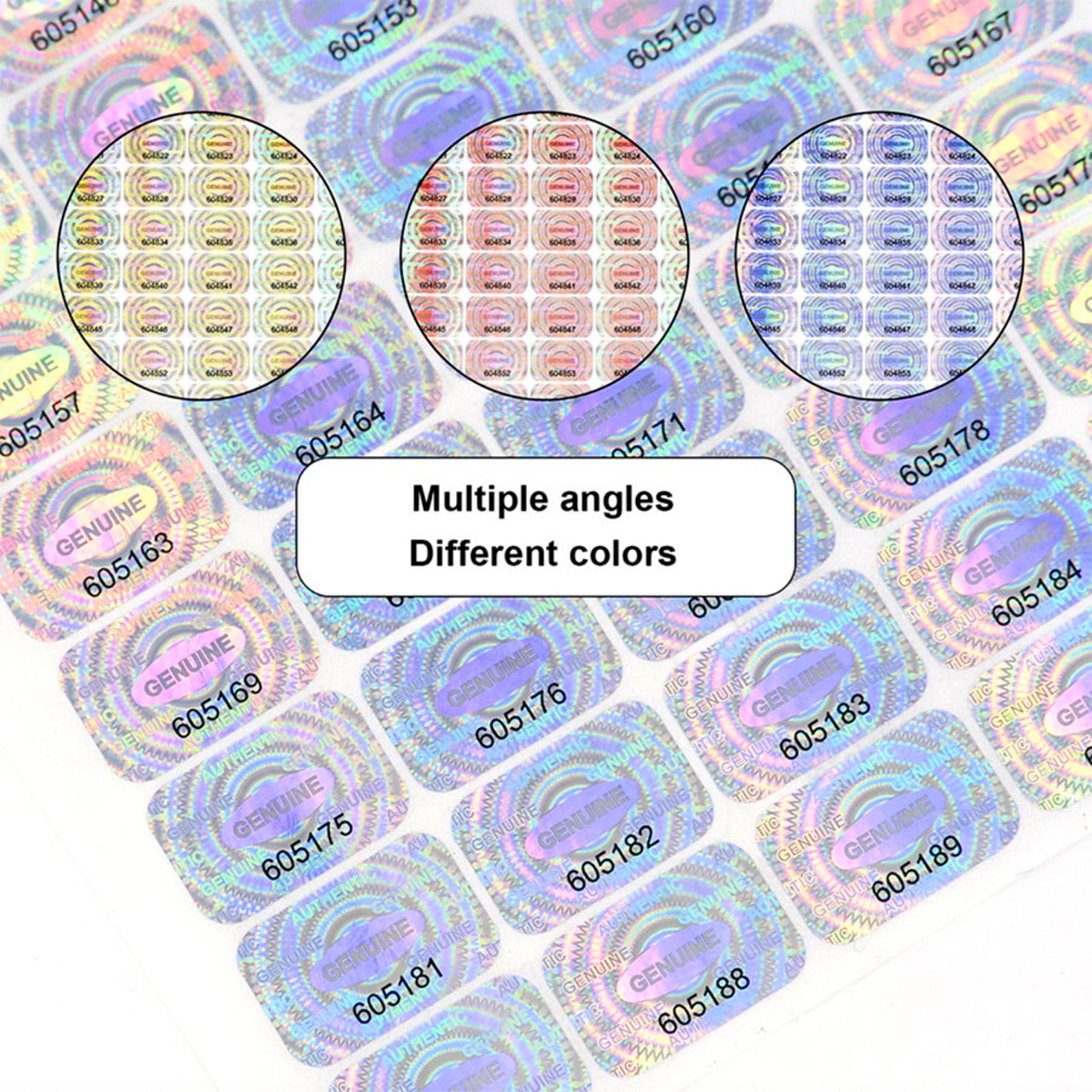 100 Security Hologram Stickers Serial Numbers Tamper Evident Genuine ...