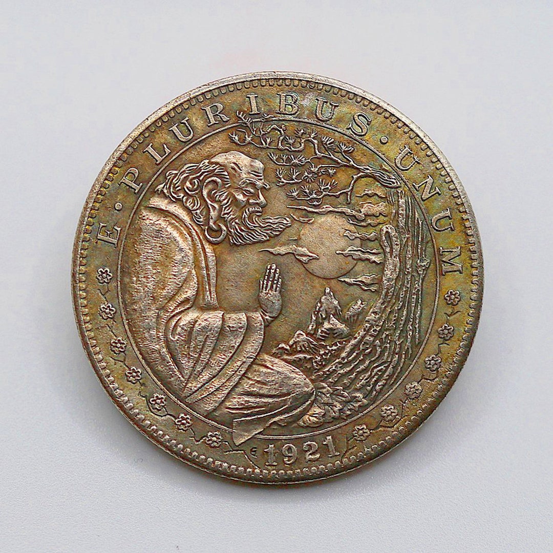 Hobo 1921 P Morgan Dollar Praying Monk Carved Nickel Coin - Etsy