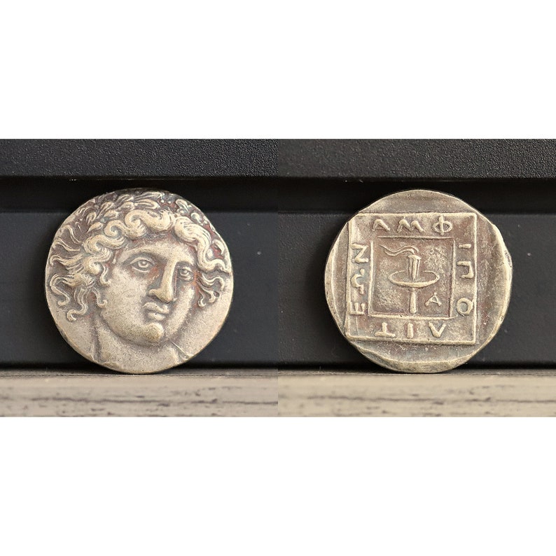 366-365 BC Ancient Greek Coin Laureate Head of Apollo Silver - Etsy