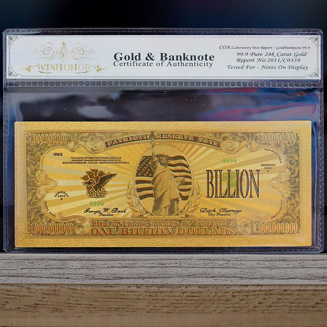 100mg 24K Gold 2022 1,000,000,000 One Billion Dollars Fantasy Banknote ...