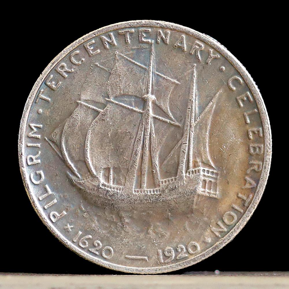 1921 Pilgrim Commemorative Half Dollar Silver Plated Coin - Circulated ...