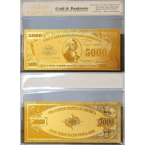 100mg 24K Gold 1928 5000 Dollar Bill Gold Certificate Banknote With ...