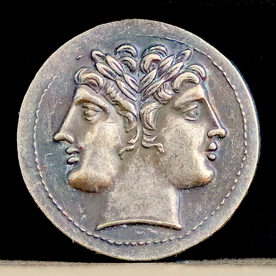 225-214 BC Ancient Roman Coin Janiform Head of the Dioscuri - Silver ...