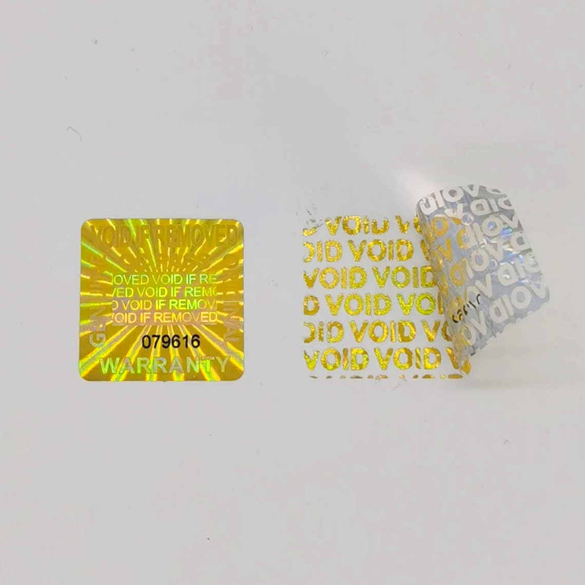 100 Gold Security Hologram Stickers Serial Numbers Warranty Void If ...