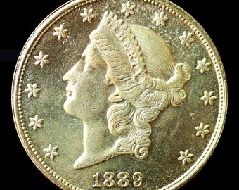1889 Twenty Dollar Liberty Gold Double Eagle Gold Plated Coin ...