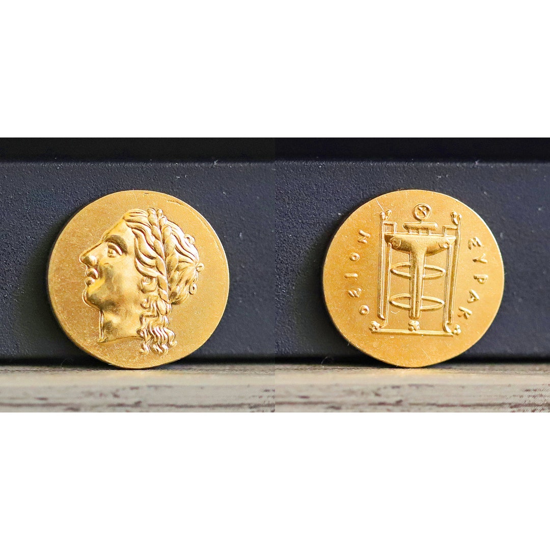 310-305 BC Small Ancient Greek Coin Laureate Head and Tripod - Etsy