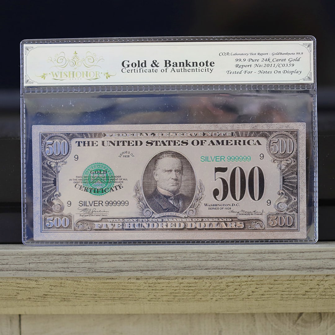 100mg .999 Silver 1928 500 Dollar Bill Gold Certificate - Etsy