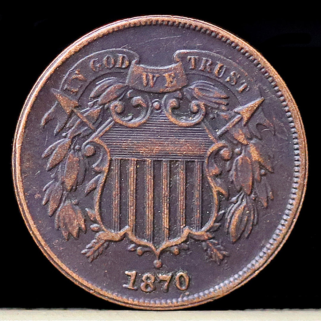 1870 Two Cent Piece Copper Coin - Circulated - Etsy