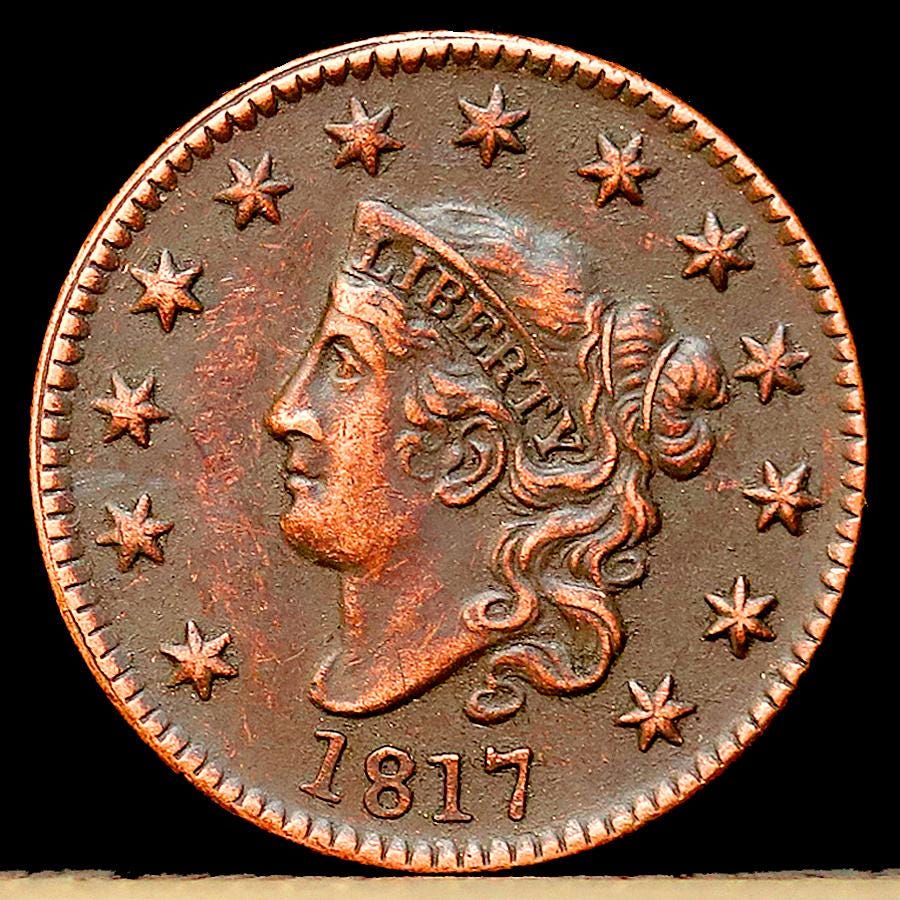 1817 Coronet Head Large Cent Copper Coin - Circulated - Etsy