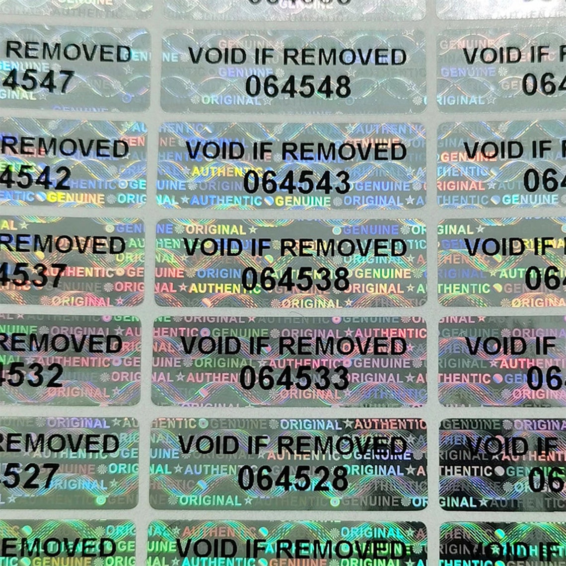 100 Security Hologram Stickers Black Serial Numbers Warranty Void If ...