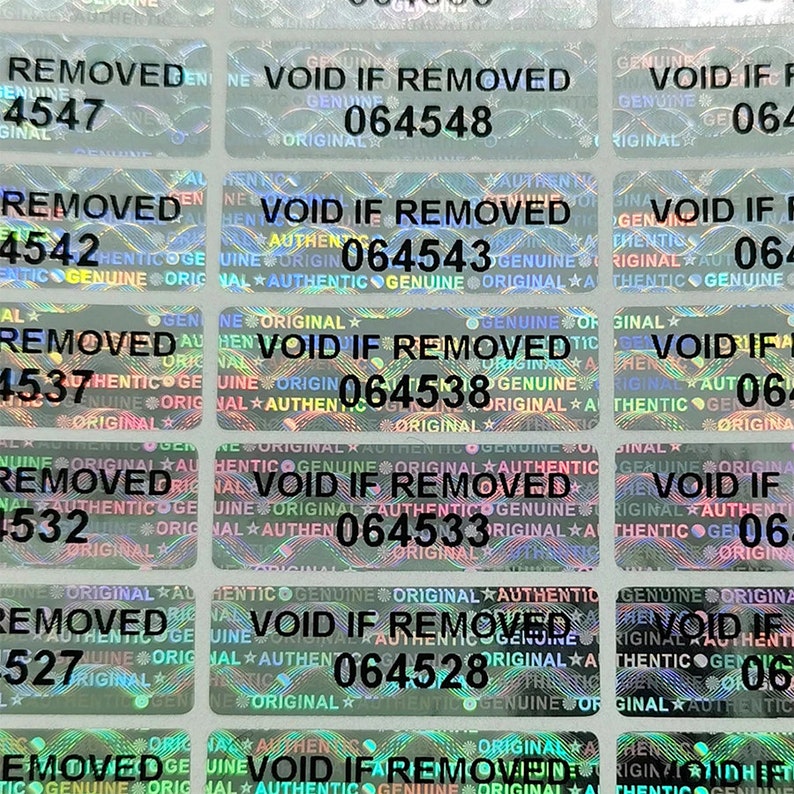 100 Security Hologram Stickers Black Serial Numbers Warranty Void If ...