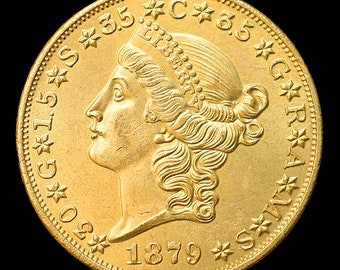 Pattern 1877 Large 50 Fifty Dollar Half Union Gold Plated Coin ...