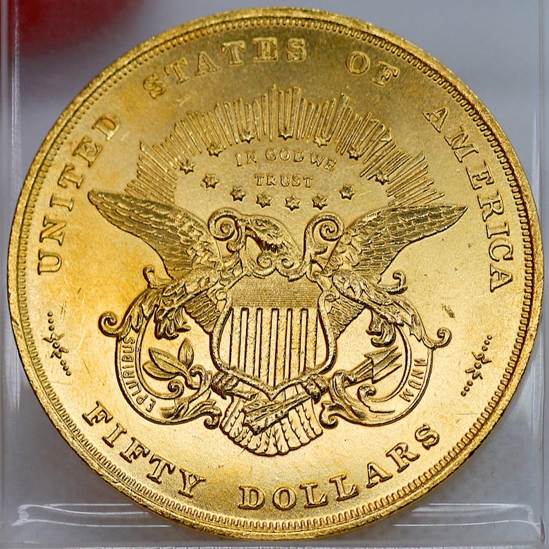 Pattern 1877 Large 50 Fifty Dollar Half Union Gold Plated Coin ...