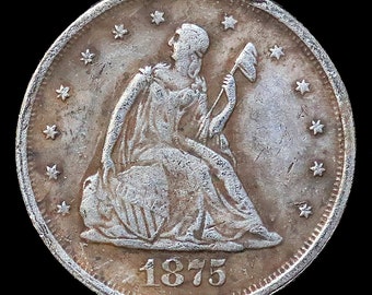 1876 Seated Liberty 20 Twenty Cent Piece Silver Plated Coin ...