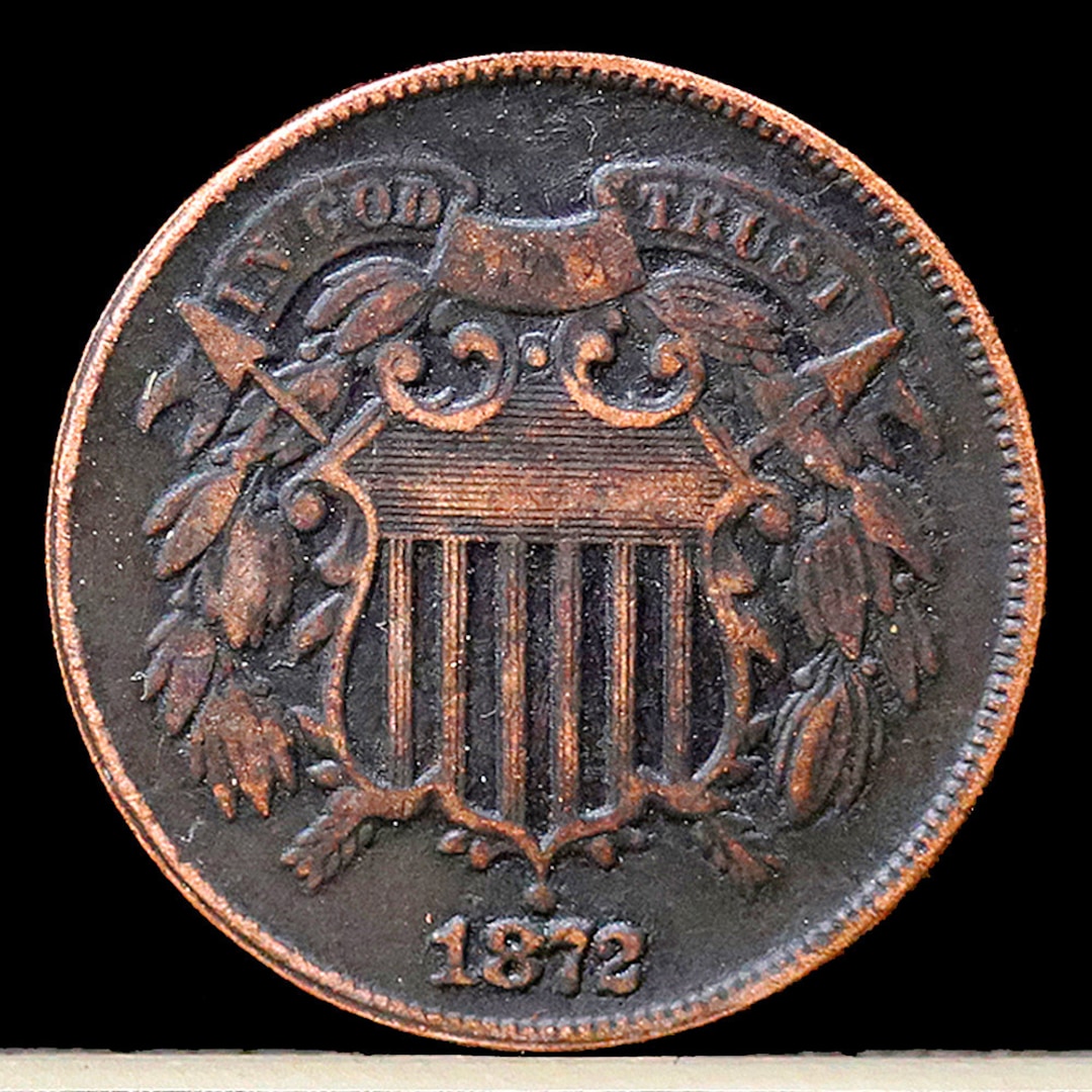 1872 Two Cent Piece Copper Coin - Circulated - Etsy