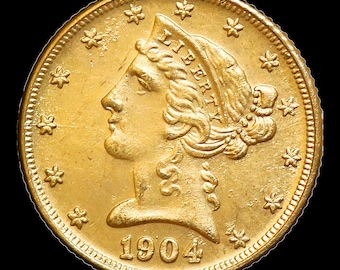 1903 Five Dollar Liberty Head Half Eagle Gold Plated Coin ...