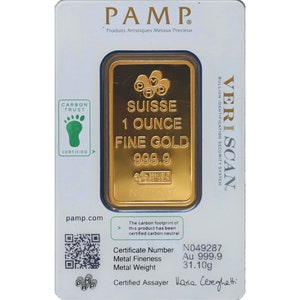 Souvenir 1 Oz Gold Bar - PAMP Suisse Lady Fortuna New Version - in ...