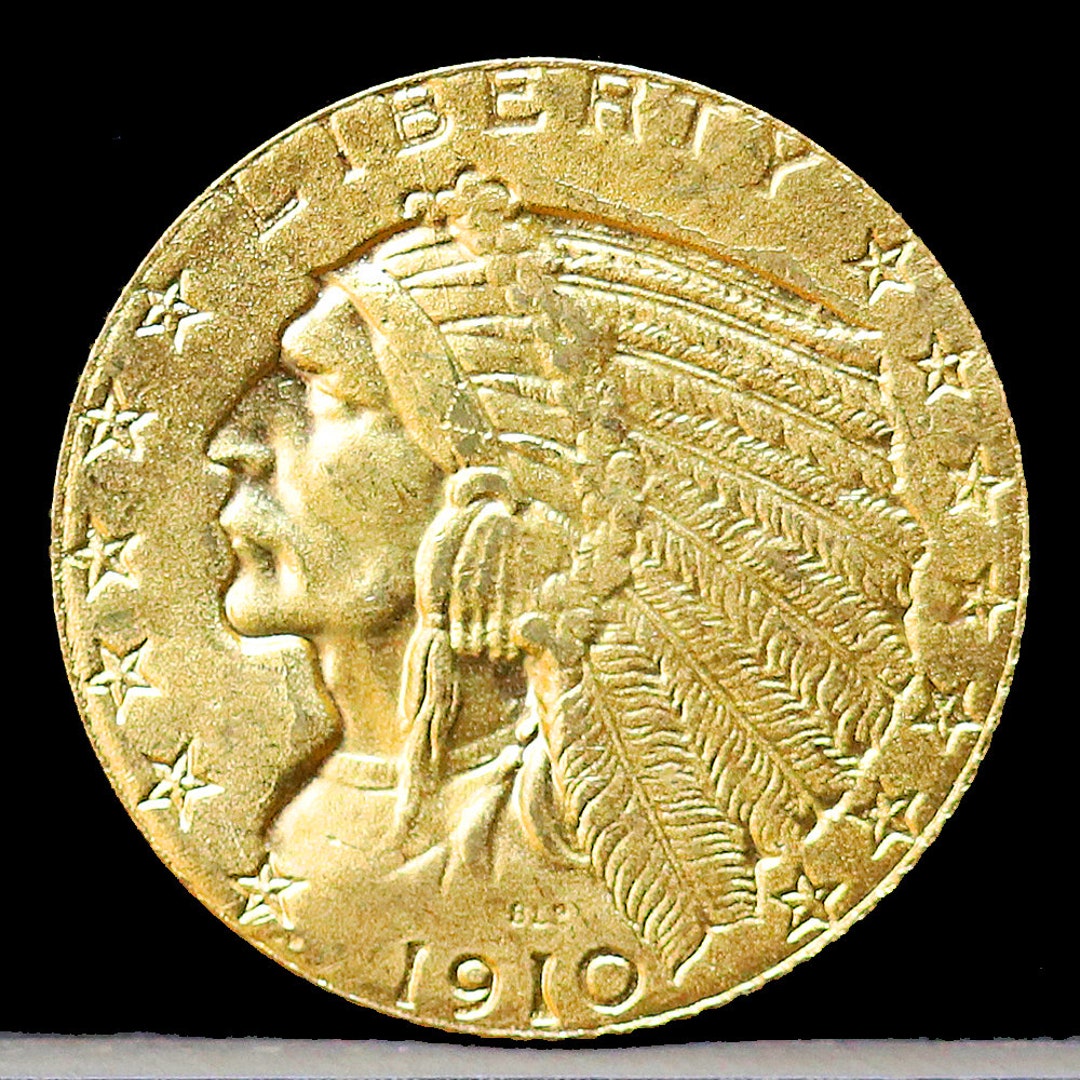 1910 Indian Head 5 Five Dollar Half Eagle Gold Plated Coin - Uncirculated - Etsy