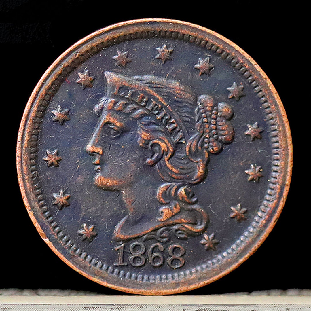 1868 Braided Hair Liberty Head Large Cent - Circulated - Etsy