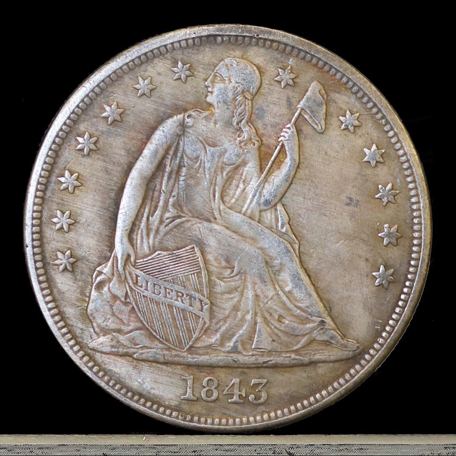 1843 Seated Liberty Dollar Silver Plated Coin - Circulated - Etsy