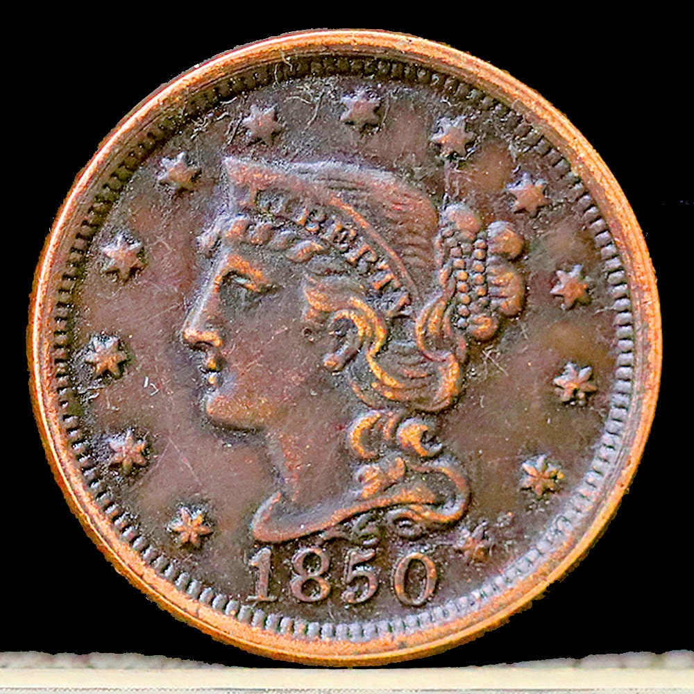 1850 Braided Hair Liberty Head Large Cent - Circulated - Etsy