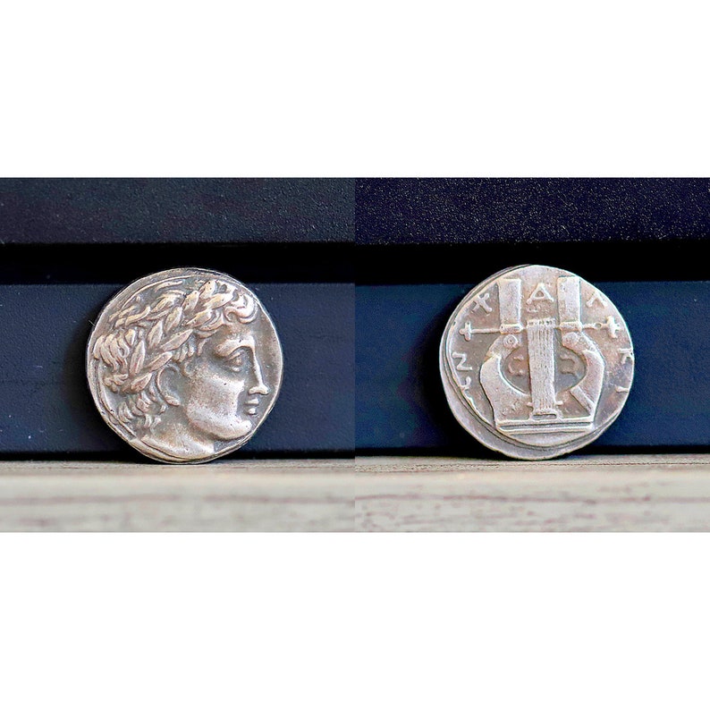 383-382 BC Ancient Greek Coin Apollo Kithara or Guitar Silver - Etsy