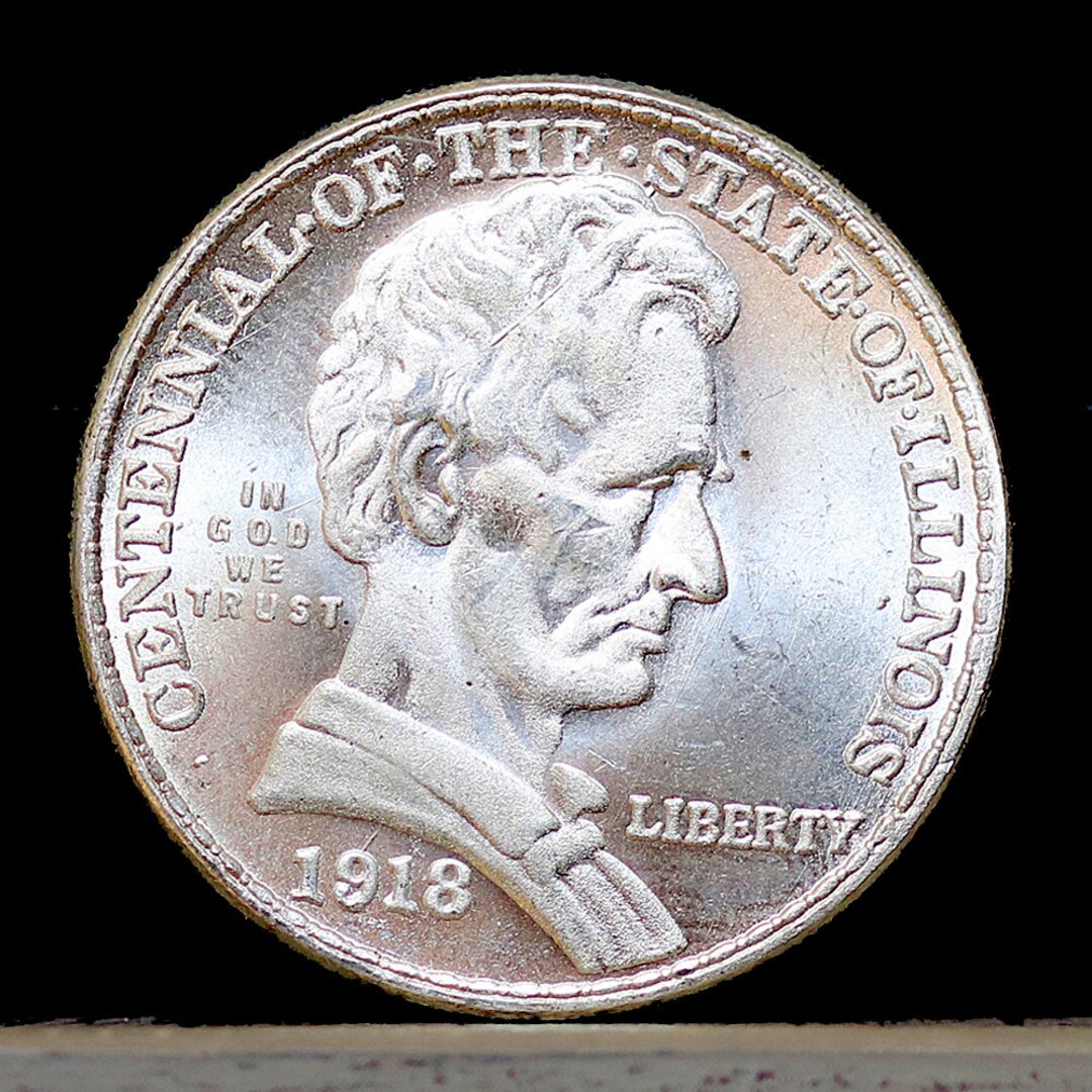 1918 Illinois Centennial Commemorative Half Dollar Silver Plated Coin ...